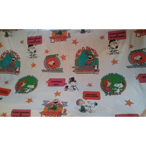 Sears | Bedding | Vintage Peanuts Disco Twin Sheet Set 96s Sears No ...